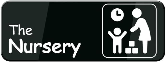 The Nursery Sign 10"X3" Black White Acrylic - Self Stick Door Sign Wall ...