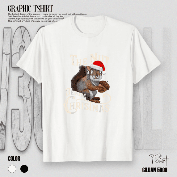The Nut Before Christmas Funny Squirrel Pun Holiday up to Size 5XL ...
