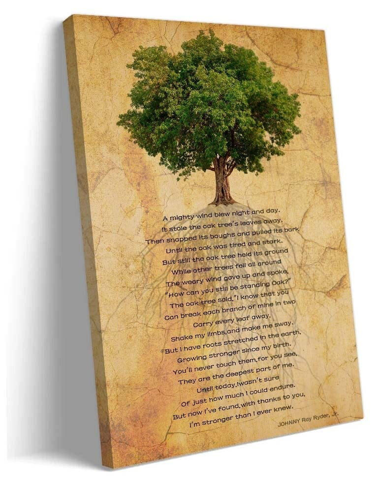 The Oak Tree Poem Framed Wall Art Inspirational Quotes Poster Vintage ...