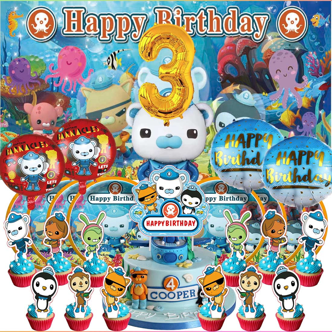 The Octonauts 3rd Tableware Balloons Cake Toppers Backdrop Banner ...