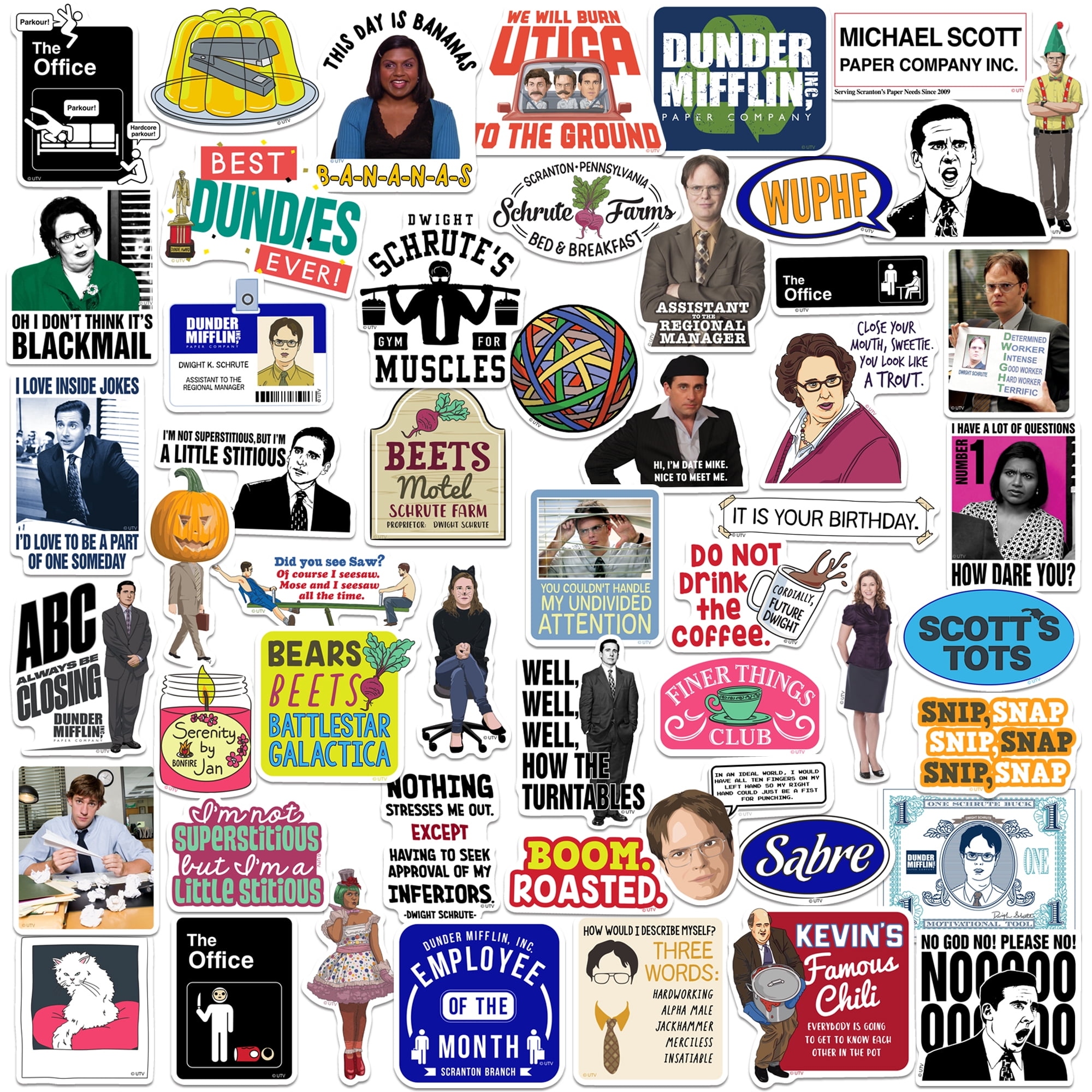 The Office 50ct Vinyl Large Deluxe Stickers Variety Pack - Laptop ...