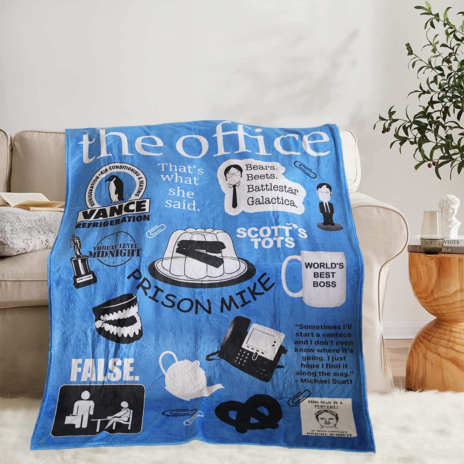The Office Blanket Micro Flannel Blanket Super Soft Plush Fuzzy Throw ...
