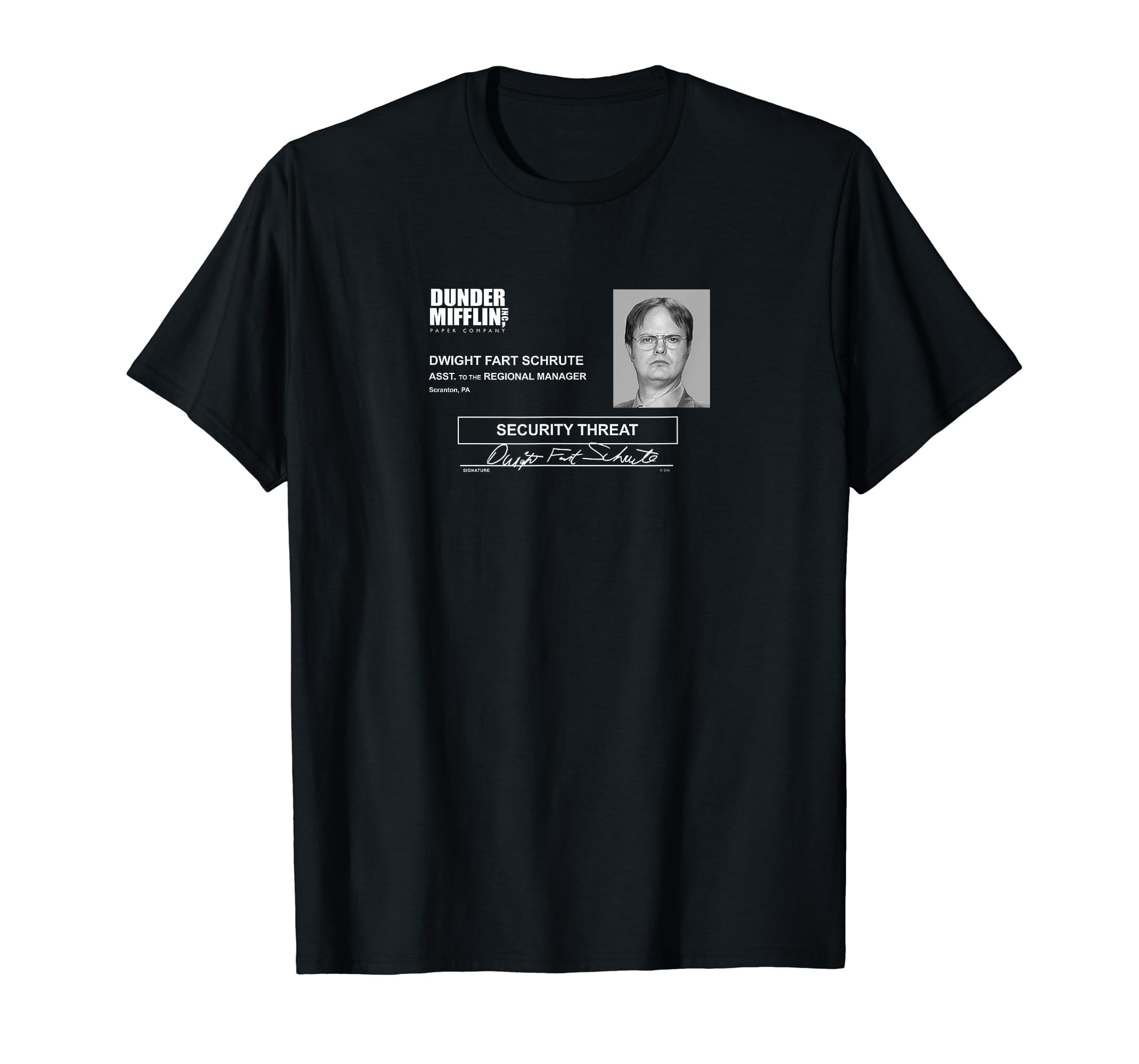 The Office Dwight ID card Black and White T-Shirt - Walmart.com