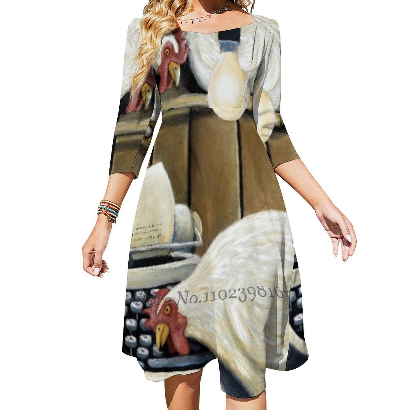 The Office Sweetheart Knot Flared Dress Fashion Design Large Size Loose ...