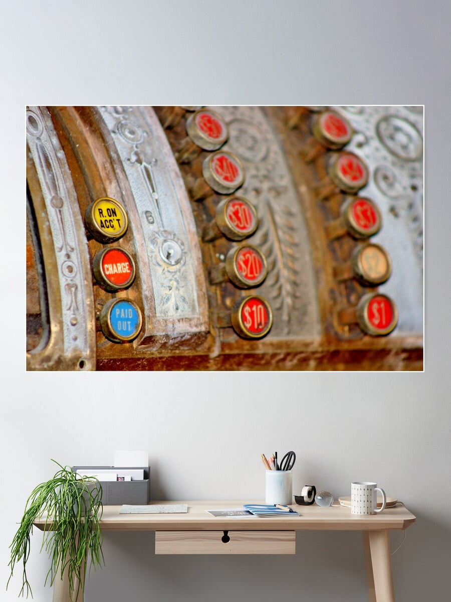 The Old Cash Register Poster Wall Art, Modern Wall Decor For Living ...