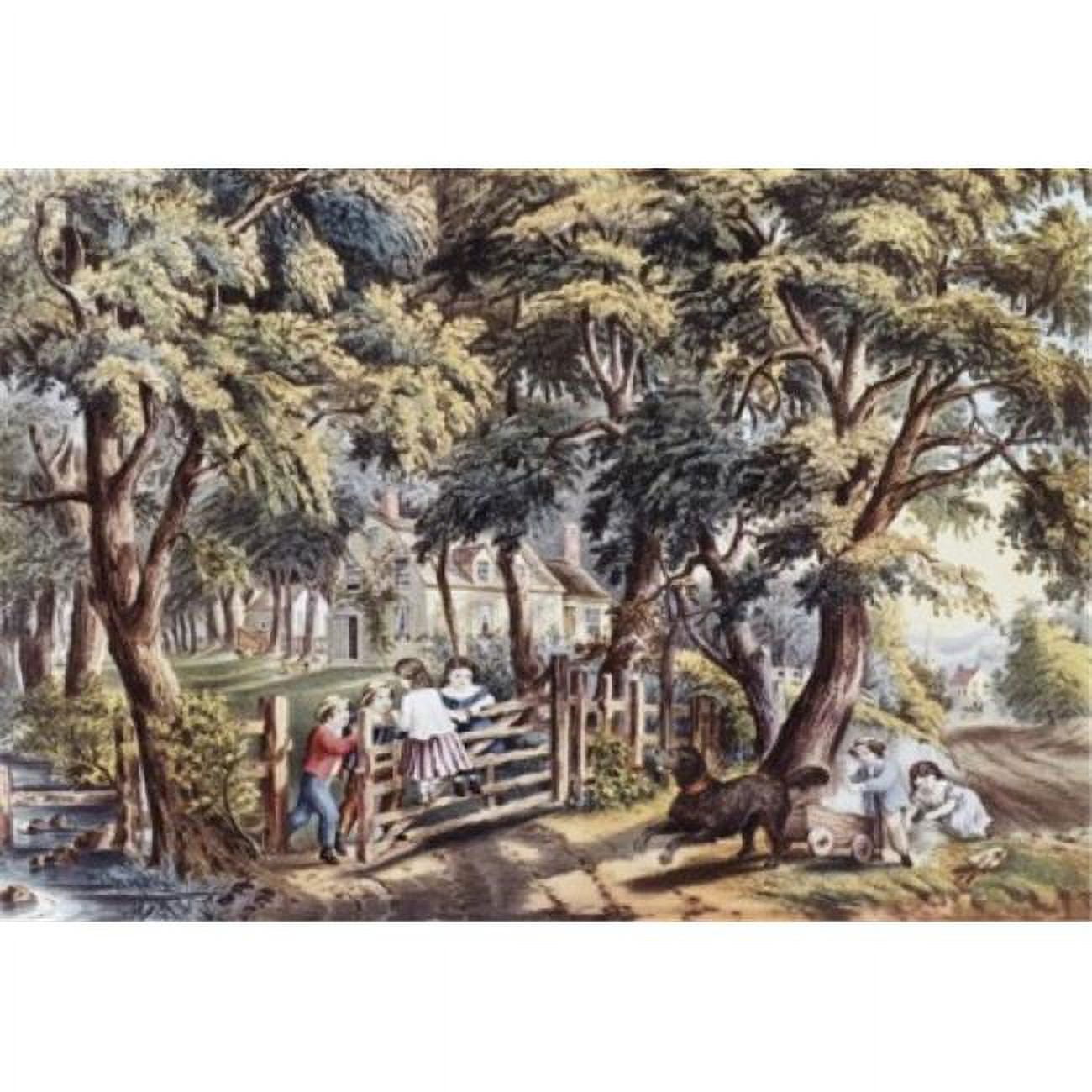 The Old Farm Gate Currier & Ives 1834-1907 American Lithograph Poster ...