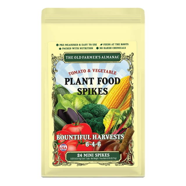 The Old Farmer's Almanac Tomato & Vegetable Plant Food Mini Spikes 6-4 ...