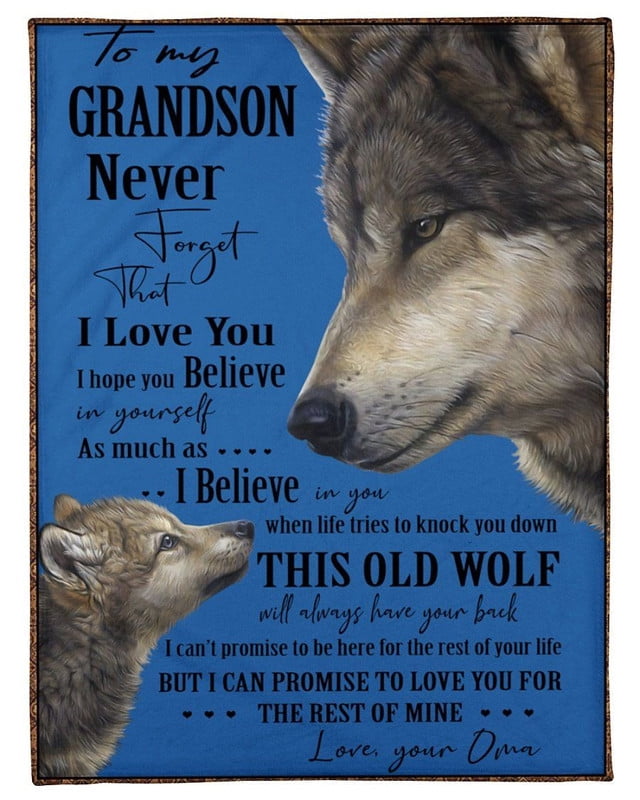 The Old Wolf With Meaningful Words For Grandson From Oma Fleece Blanket ...