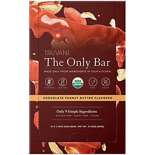 Truvani The Only Bar Chocolate Peanut Butter Flavored Bars 12 - 1.76 oz ...