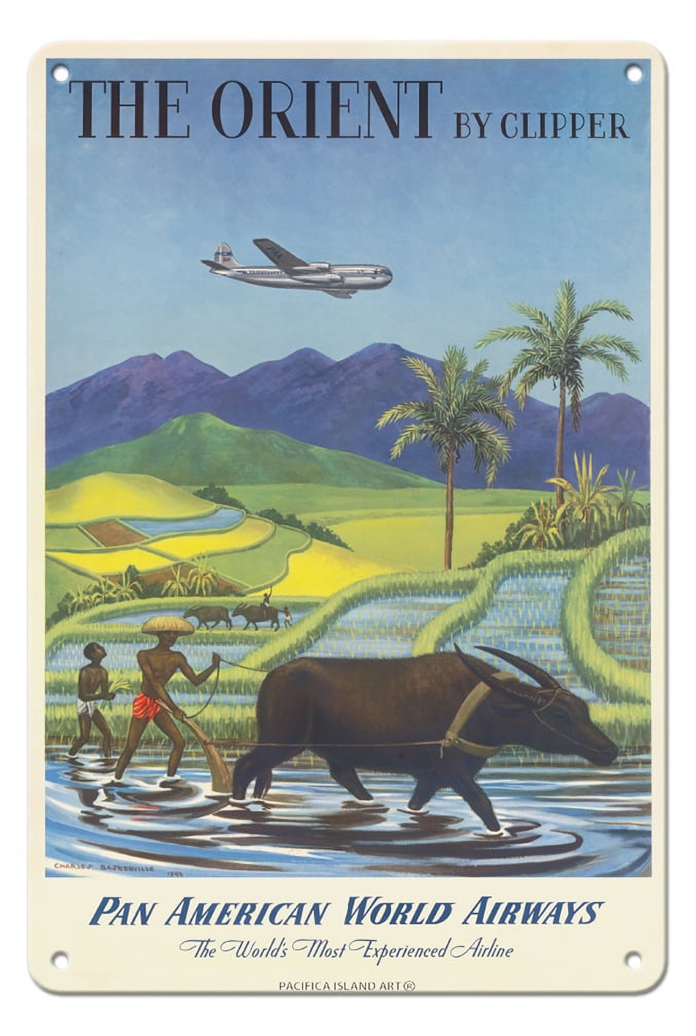 The Orient by Clipper - Boeing Stratocruiser over Rice Paddy - Pan ...