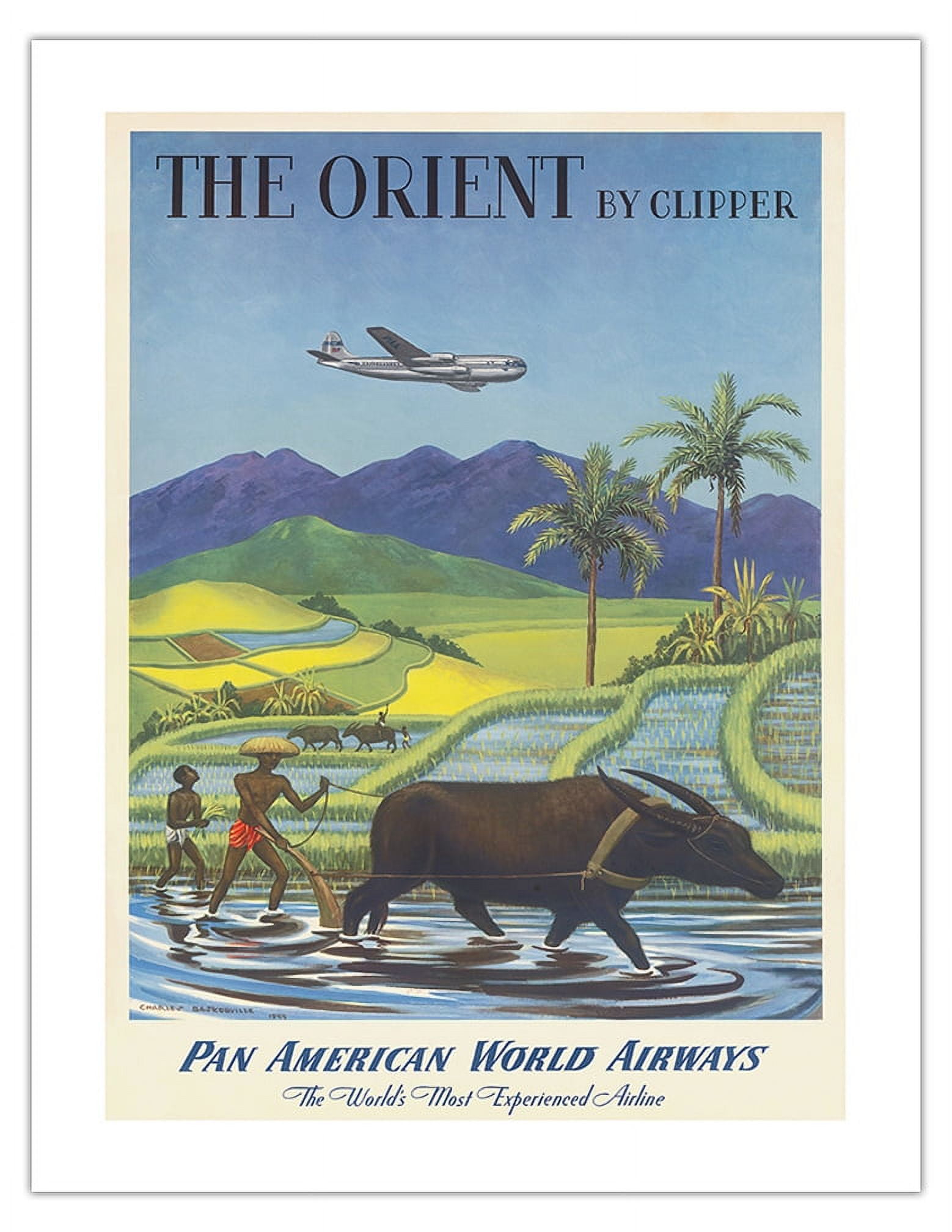 The Orient by Clipper - Boeing Stratocruiser over Rice Paddy - Pan ...