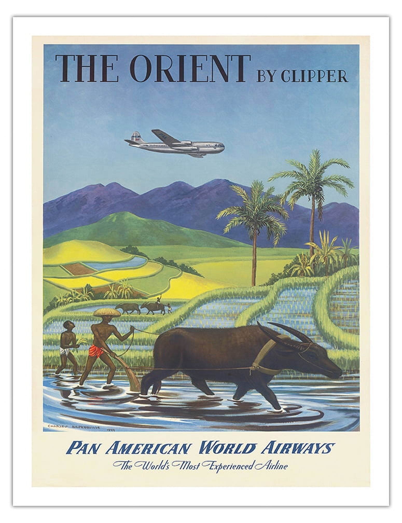 The Orient by Clipper - Boeing Stratocruiser over Rice Paddy - Pan ...