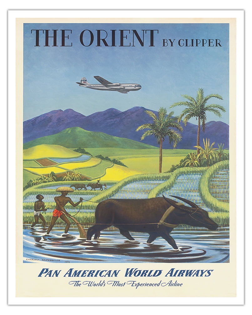 The Orient by Clipper - Boeing Stratocruiser over Rice Paddy - Pan ...
