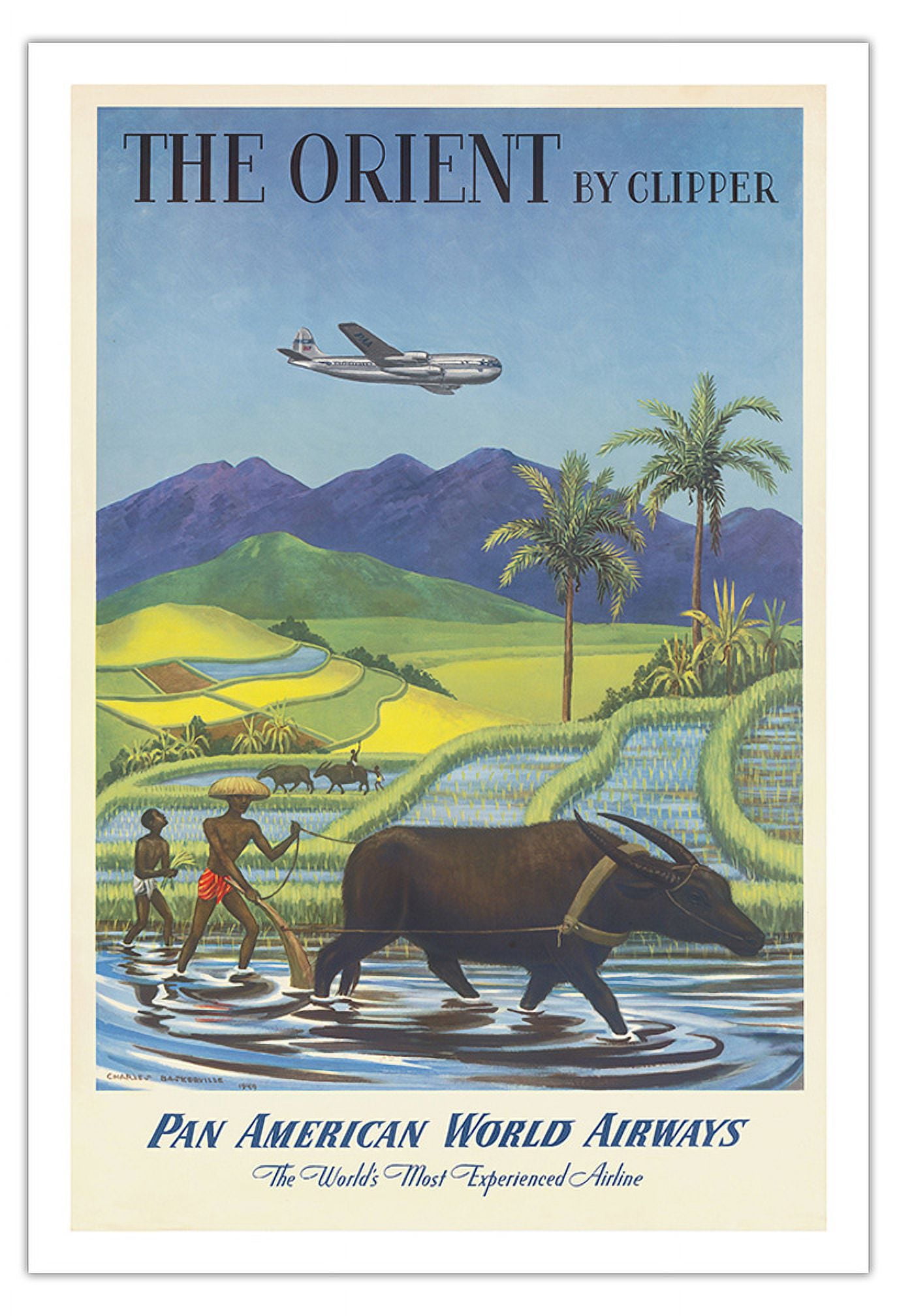 The Orient by Clipper - Boeing Stratocruiser over Rice Paddy - Pan ...