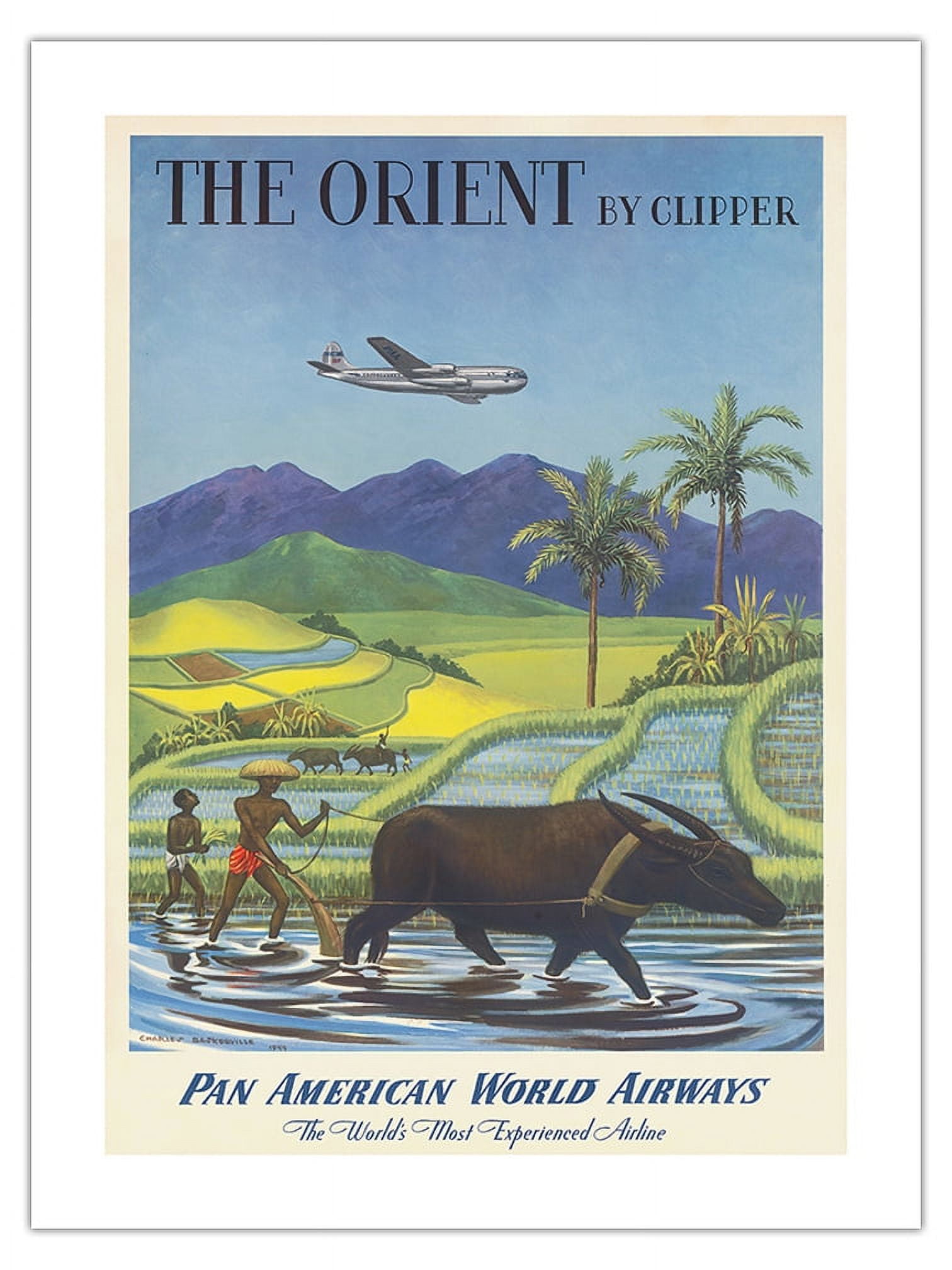 The Orient by Clipper - Boeing Stratocruiser over Rice Paddy - Pan ...