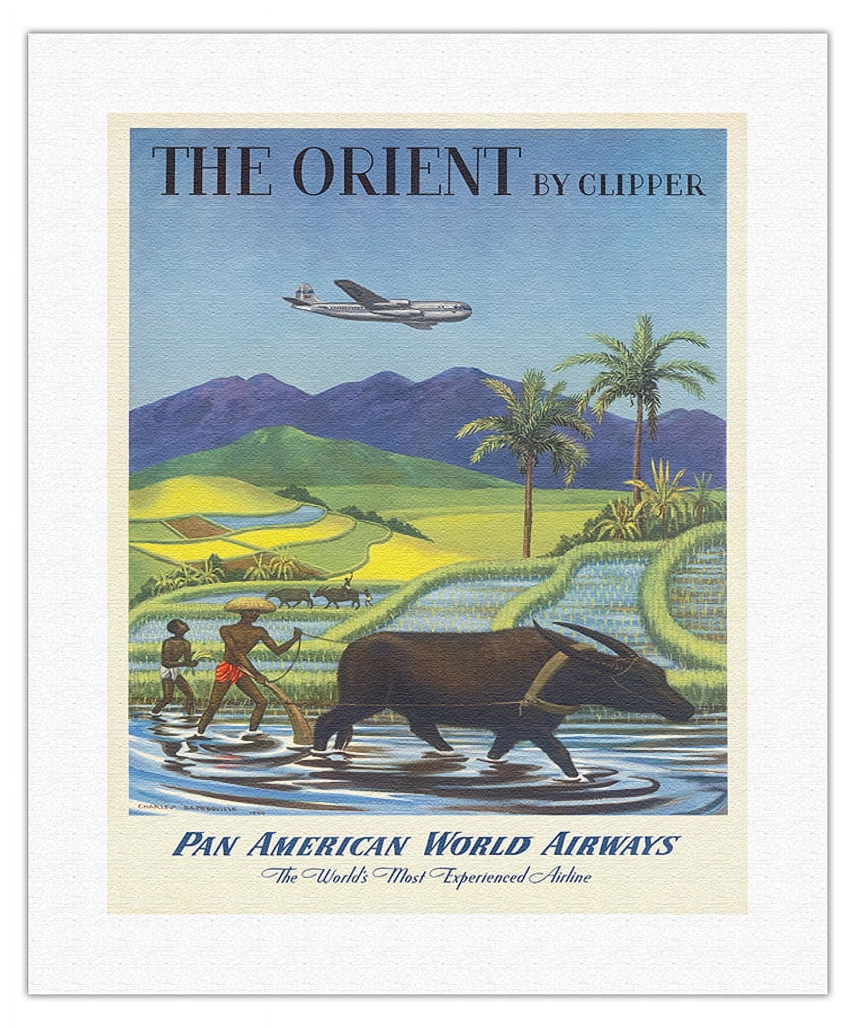 The Orient by Clipper - Boeing Stratocruiser over Rice Paddy - Pan ...