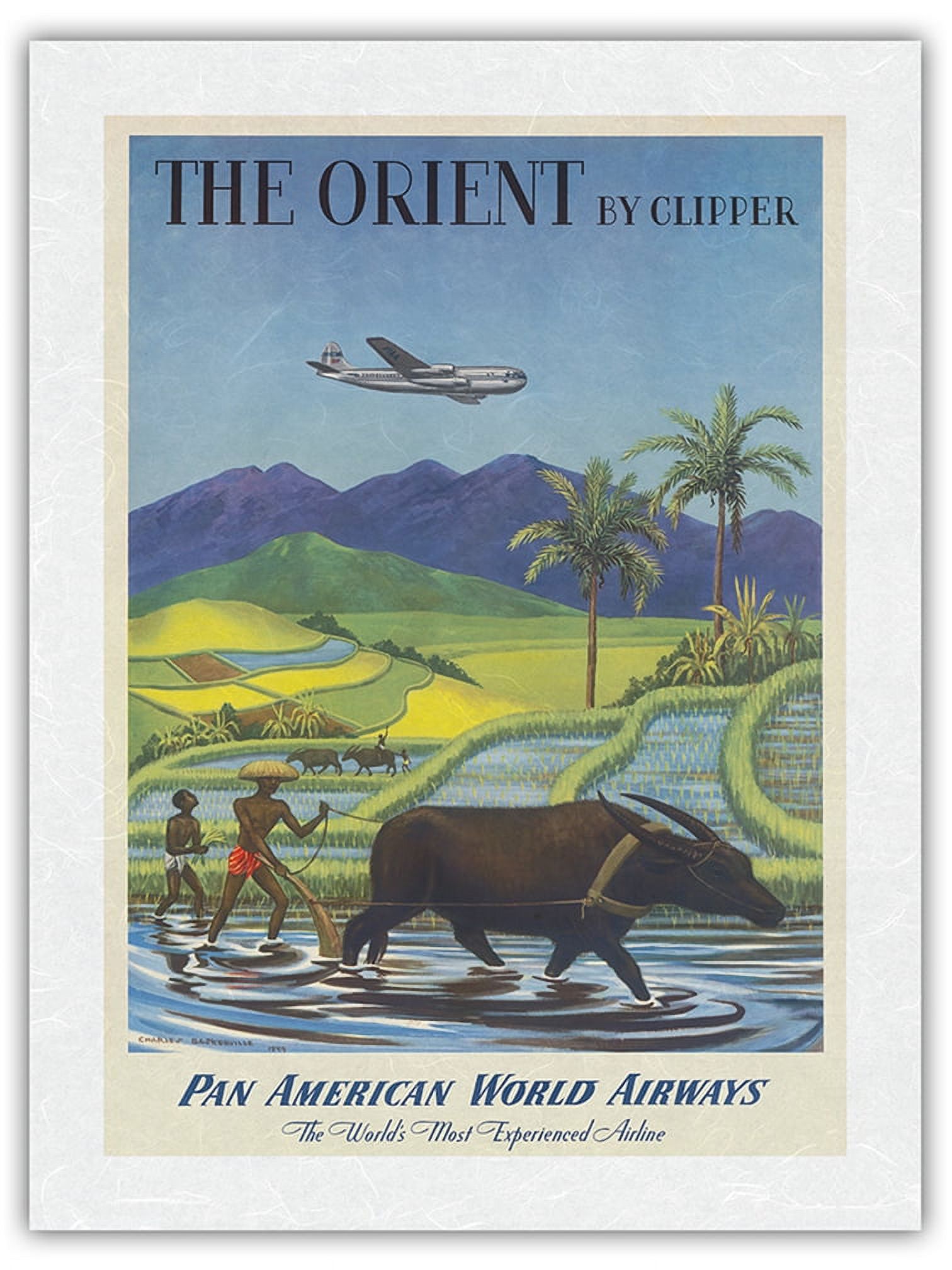 The Orient by Clipper - Boeing Stratocruiser over Rice Paddy - Pan ...