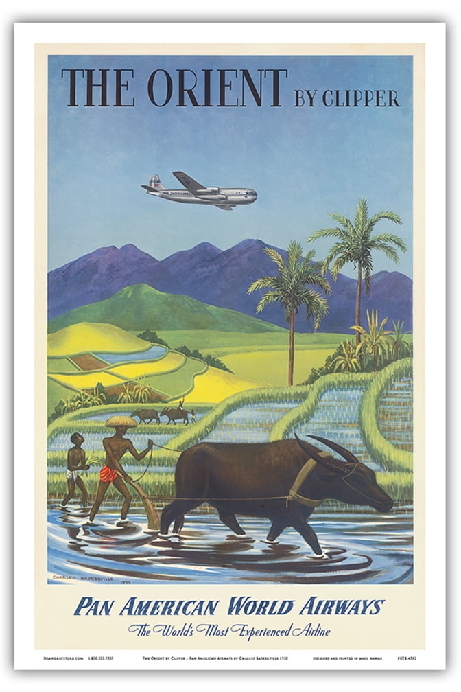 The Orient by Clipper - Boeing Stratocruiser over Rice Paddy - Pan ...