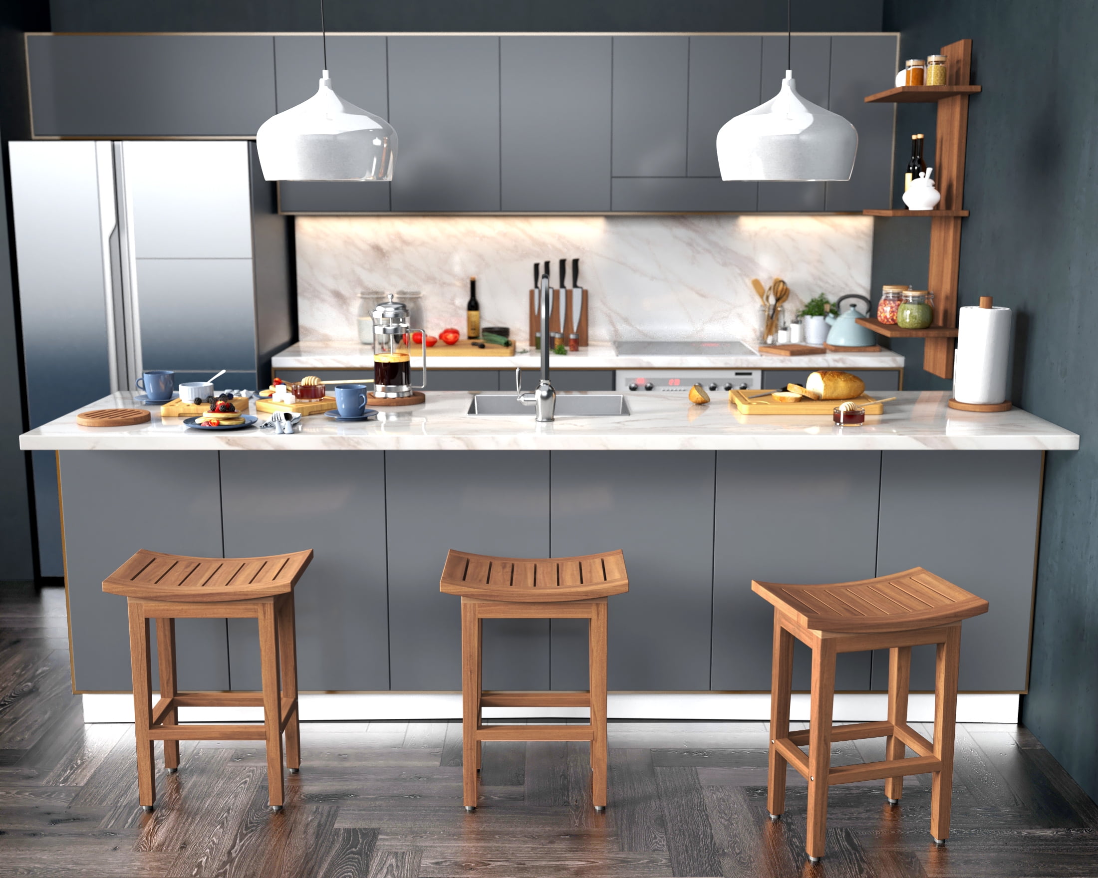 The Original 24" Tall Maluku™ Teak Counter Stool - Walmart.com