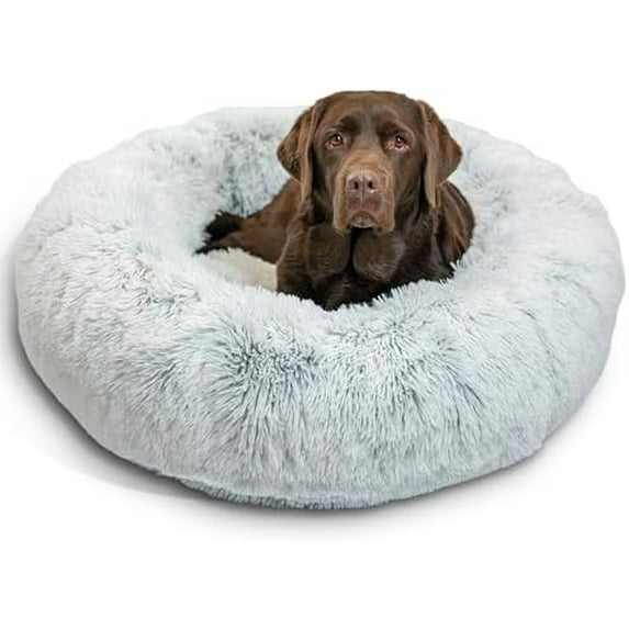 The Original Calming Donut Dog Bed – Washable Plush Pet Bed for Large ...