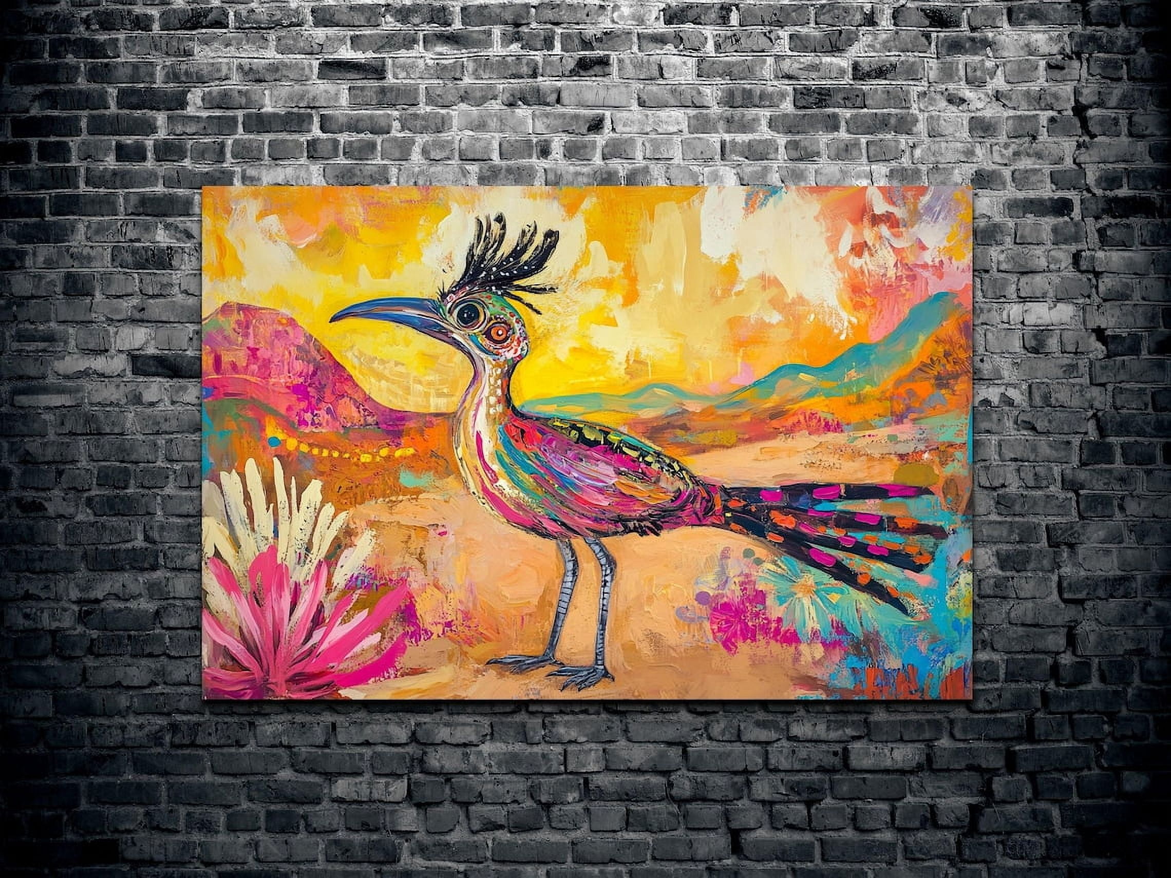 The Original Day Glow Southwest Road Runner Print, Retro Art, Desert ...
