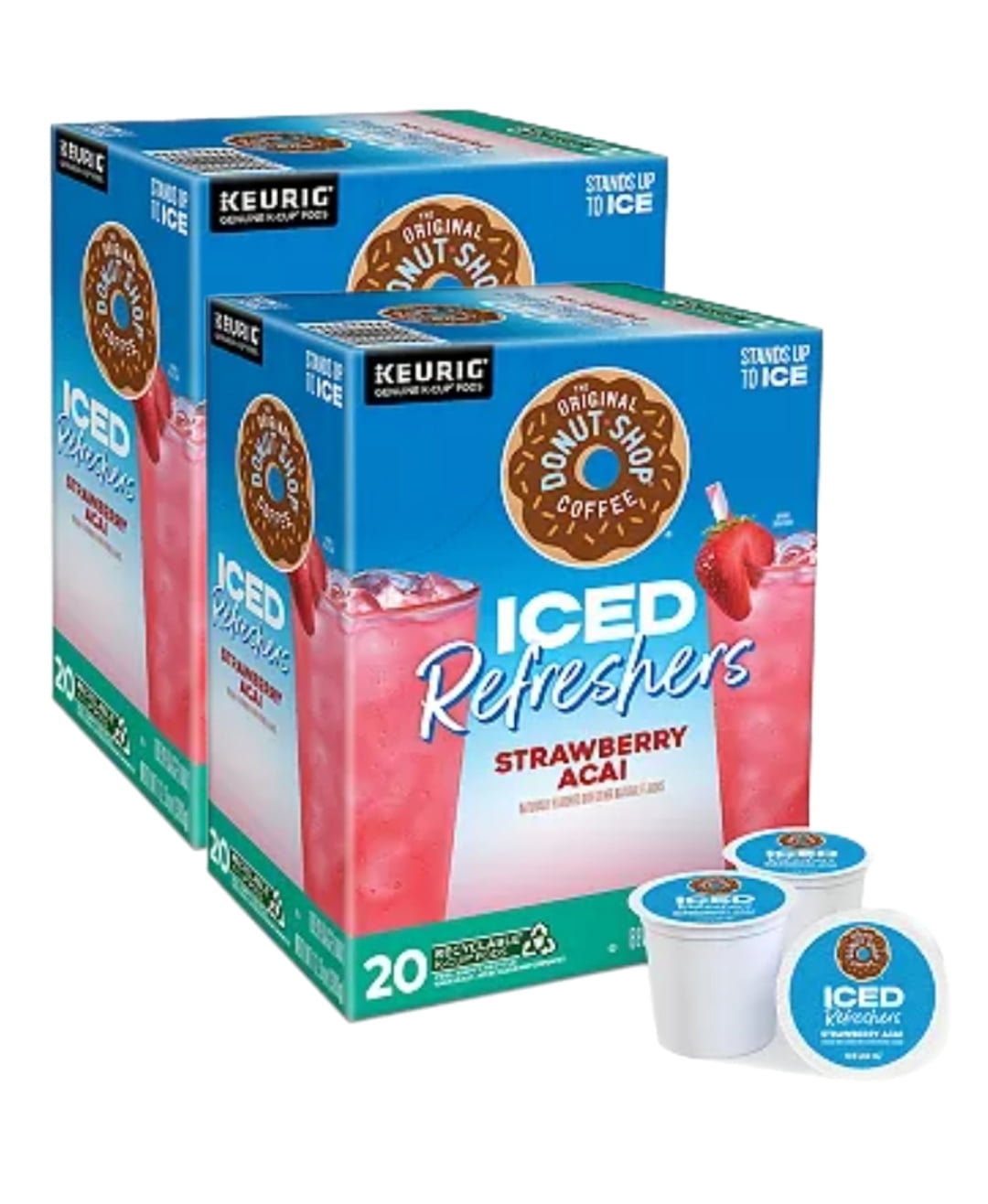 The Original Donut Shop Iced Refreshers Strawerry Acai K Cups Pods 40 ...