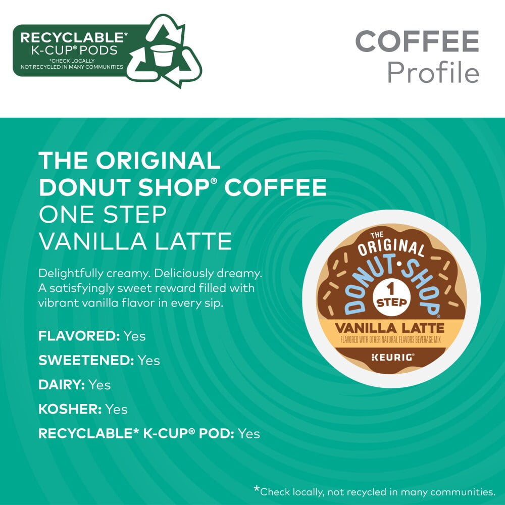 The Original Donut Shop One Step Vanilla Latte K-Cup Coffee Pods - 10 ...