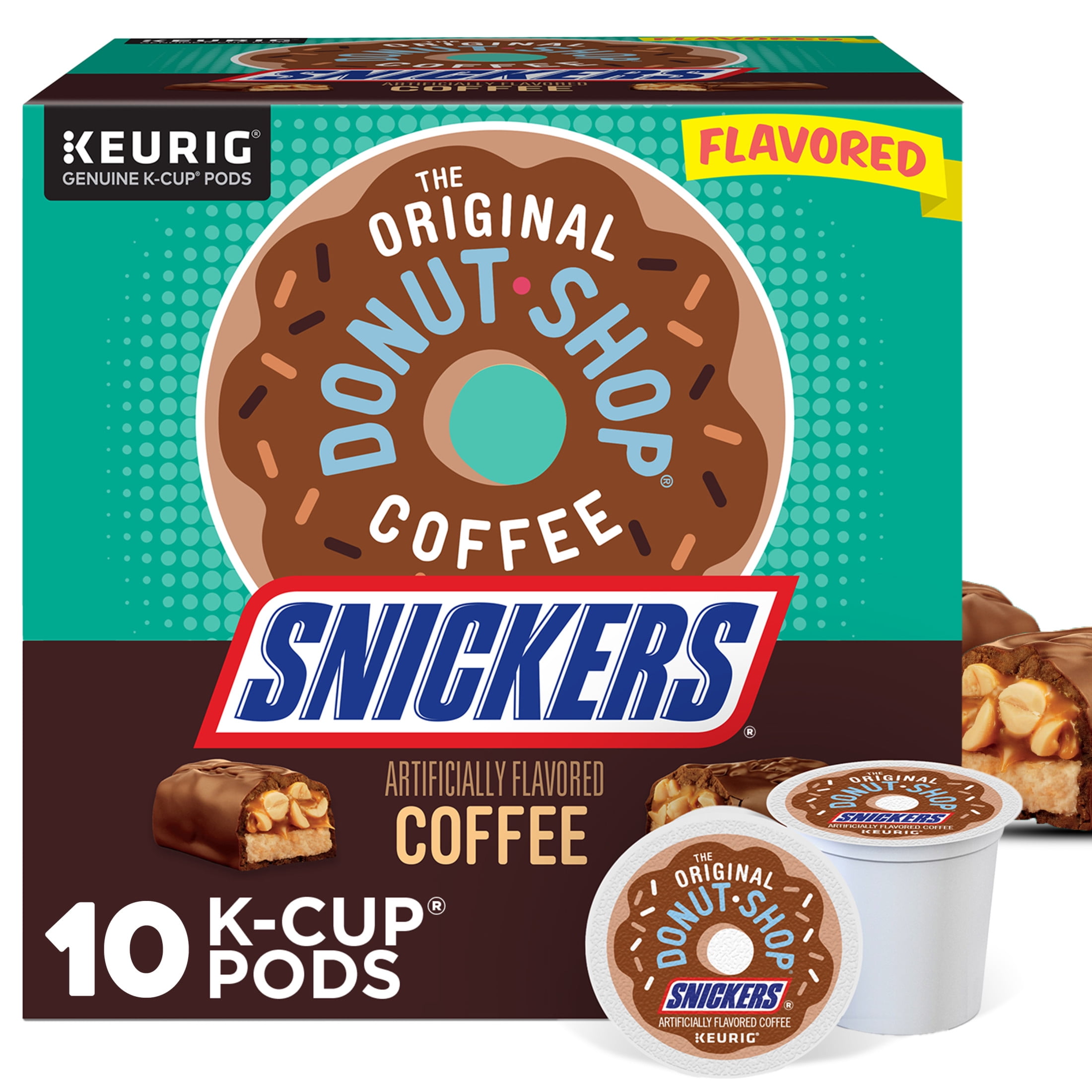 The Original Donut Shop, Snickers Light Roast K-Cup Pods, 10 Count ...
