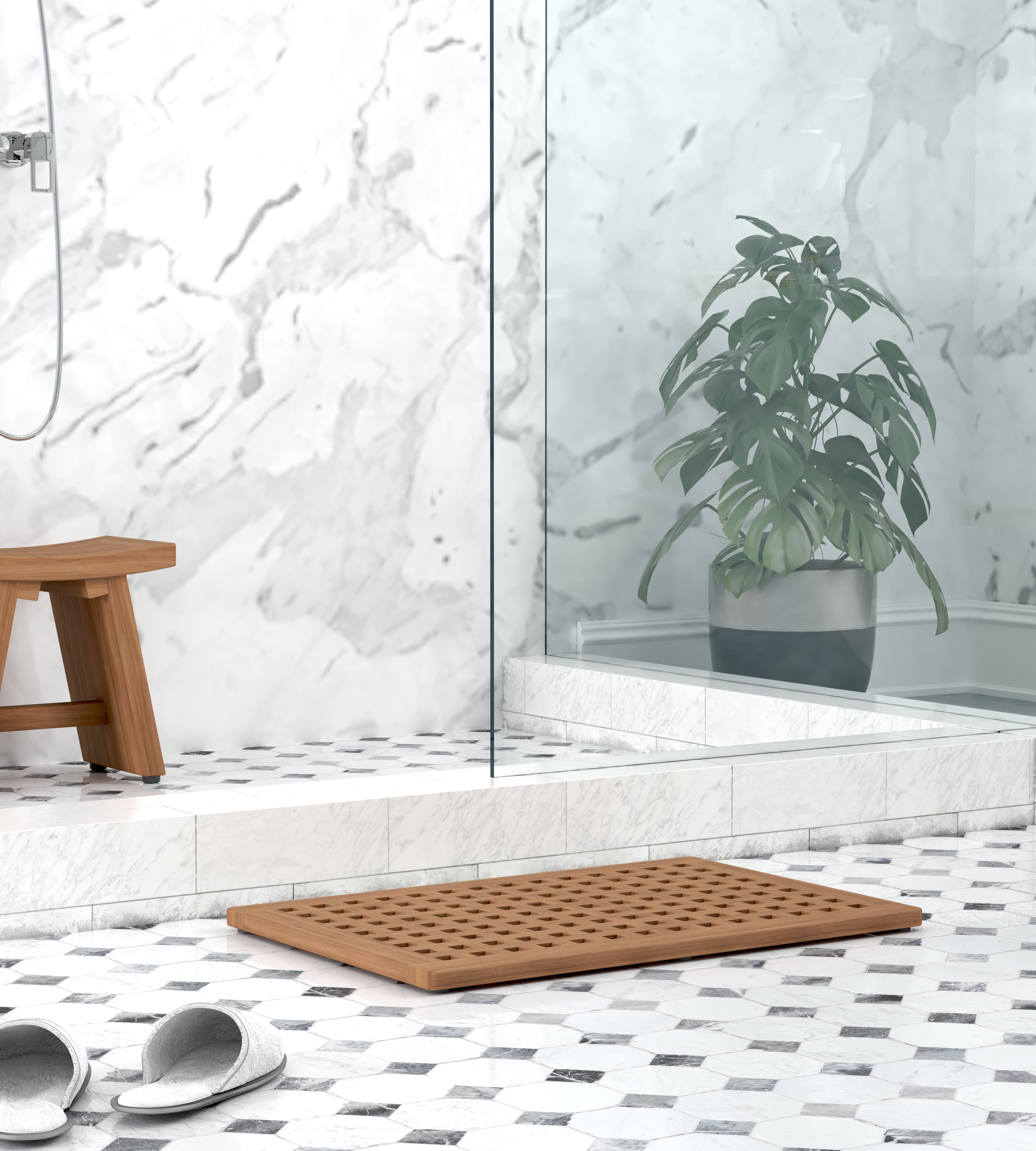 The Original Grateâ„¢ Teak Bath & Shower Mat, Handcrafted, Naturally ...