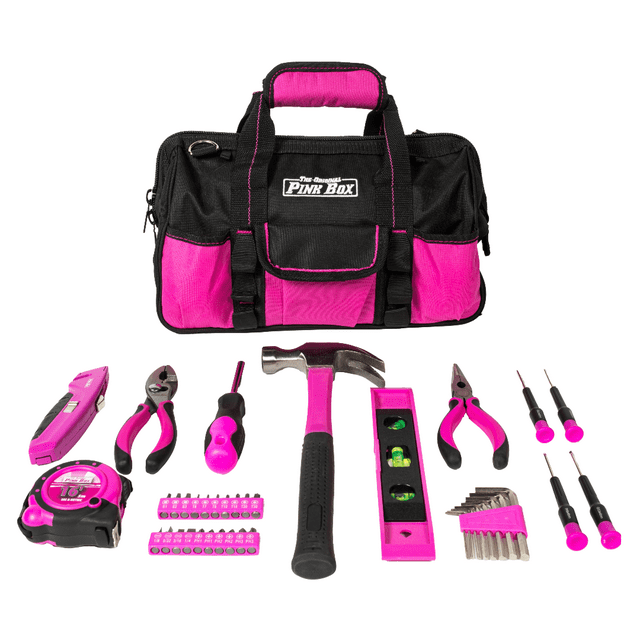 The Original Pink Box 40-Piece Starter Tool Set with Small Tool Bag for ...