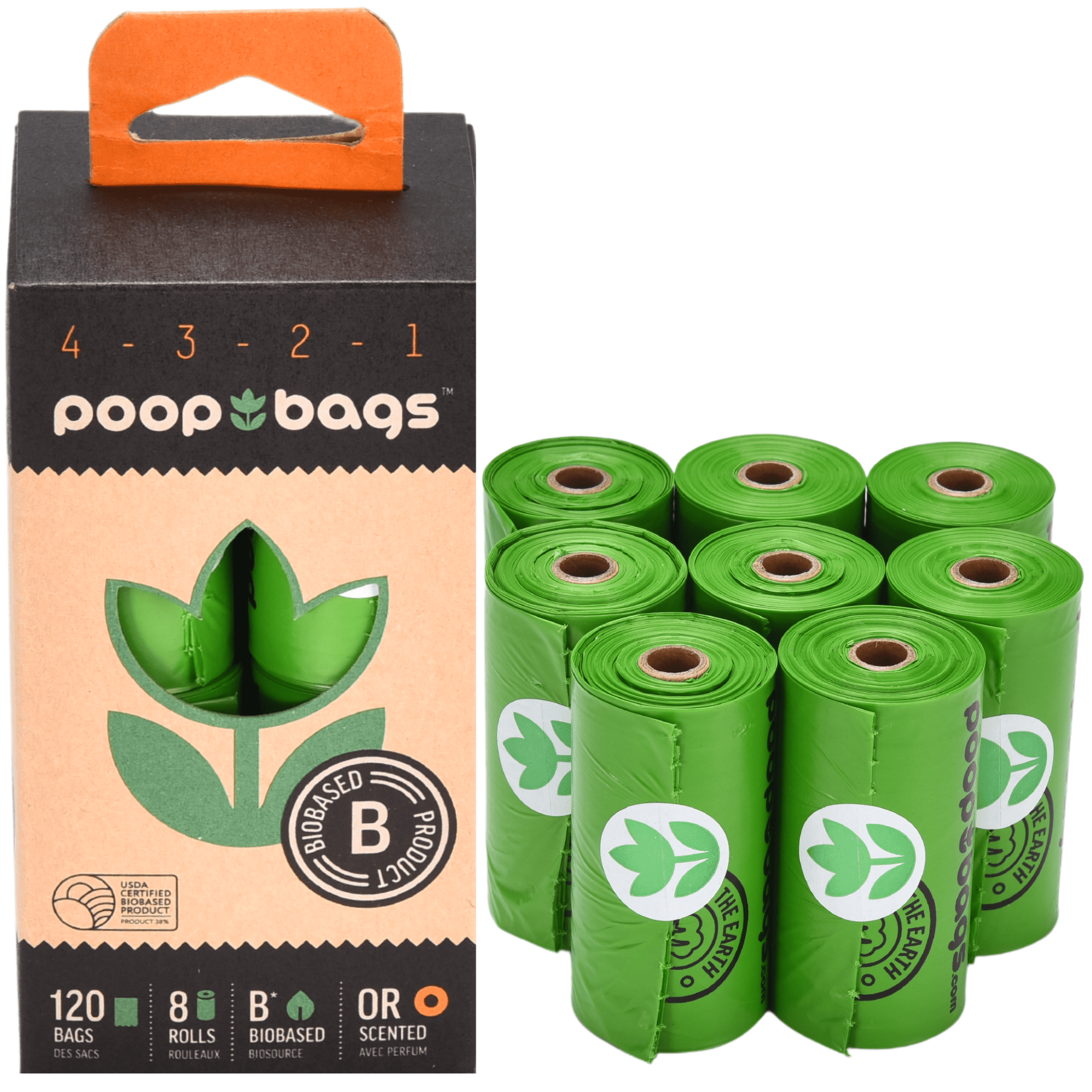 The Original Poop Bags Orange Scented USDA Biobased Rolls - Walmart.com