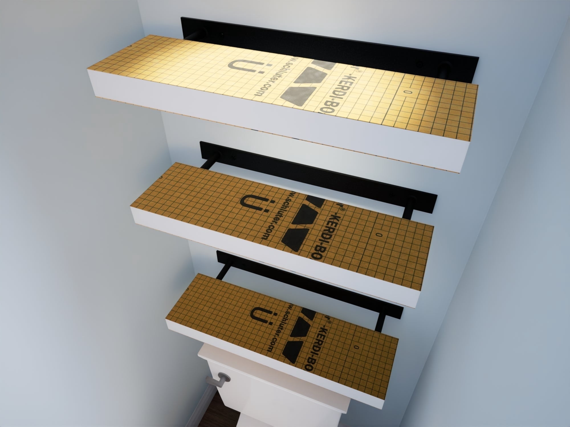 The Original™ Ready-to-Tile Free Floating Shelf with Orange XPS Board ...