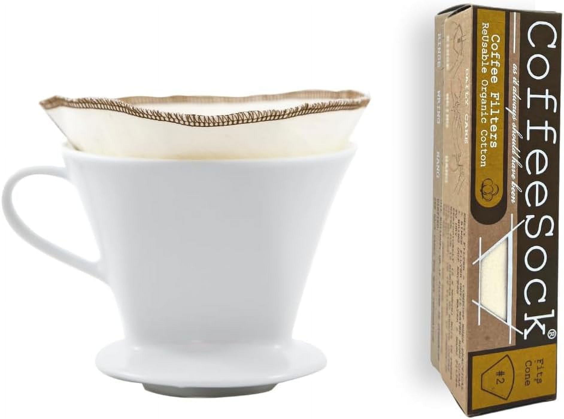 ’The Original’ Reusable 100% Organic Cotton Coffee Filters - 2 pk Cone ...