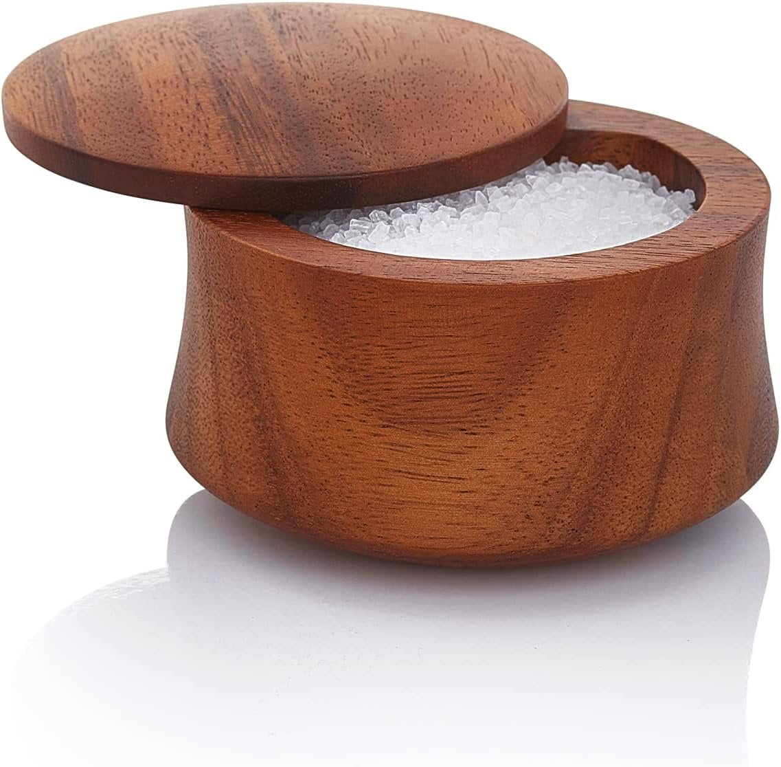 nambe Nara Salt Cellar Wood Salt or Spice Box with Swivel Lid Storage ...
