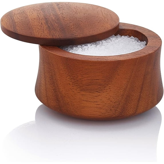 nambe Nara Salt Cellar Wood Salt or Spice Box with Swivel Lid Storage ...
