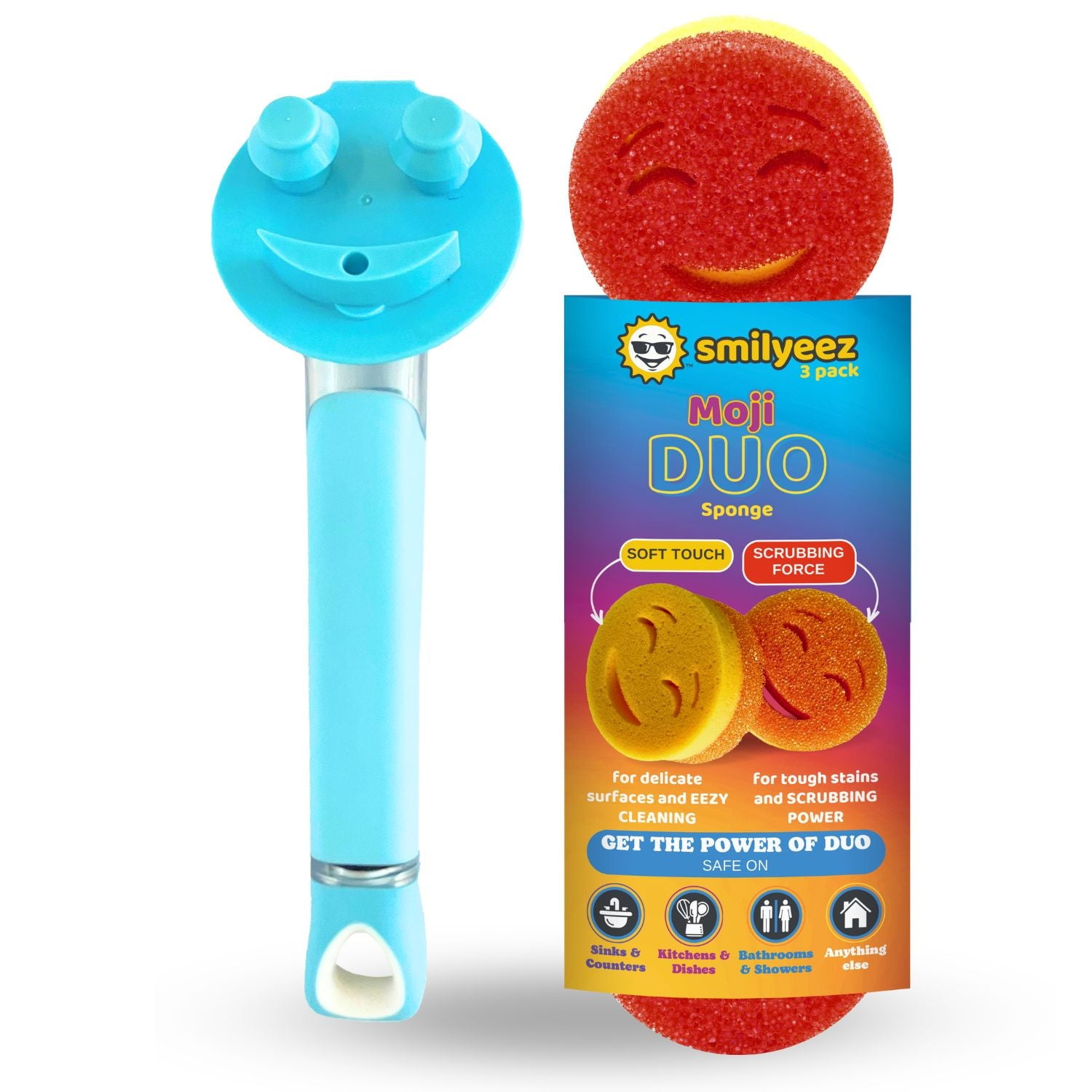 The Original Smiling Handle with Soap Dispensing & 3 Scrub Moji DUO ...