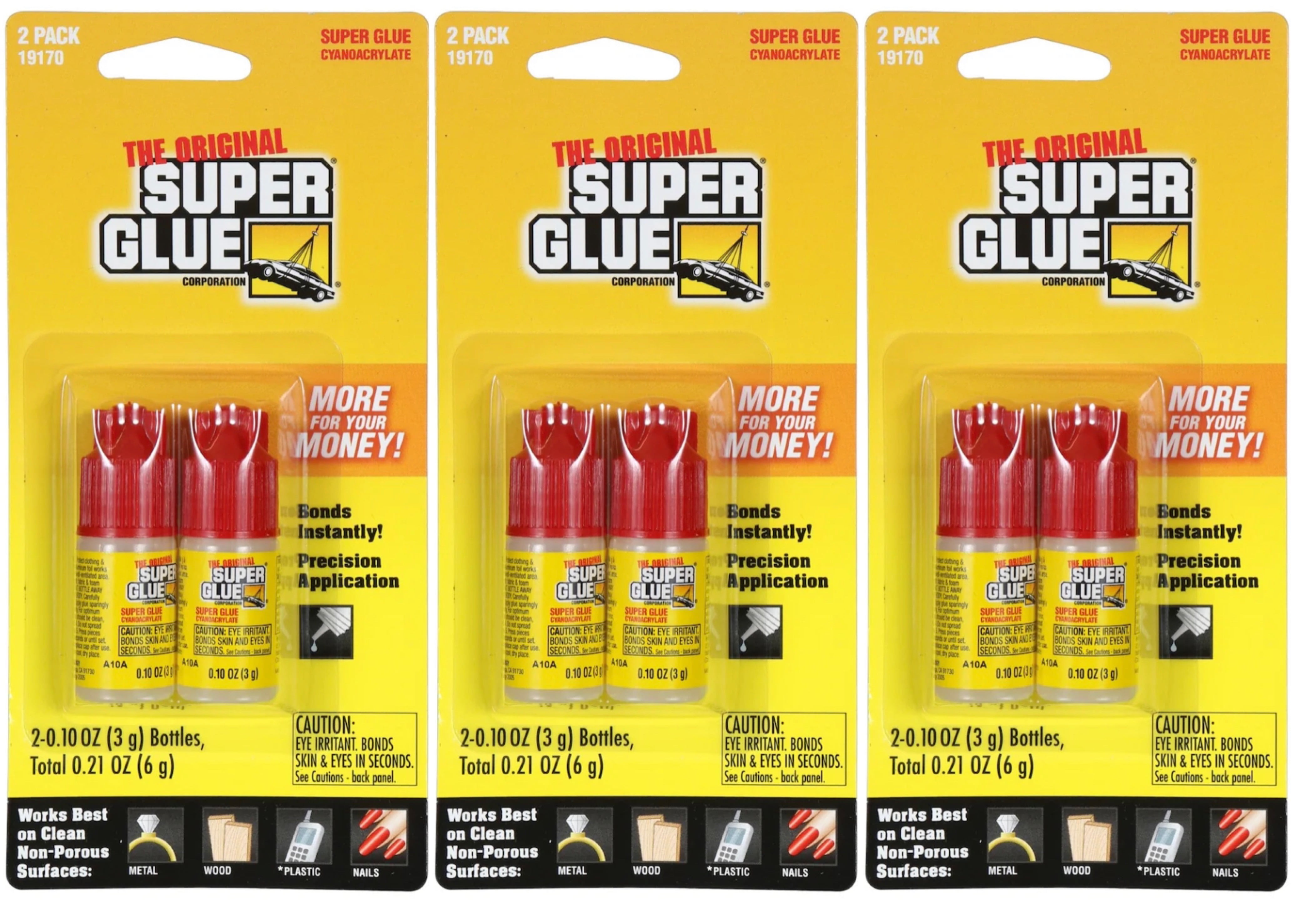 The Original Super Glue 0.10oz Containers, 3 Pack, 6 Count - Walmart.com