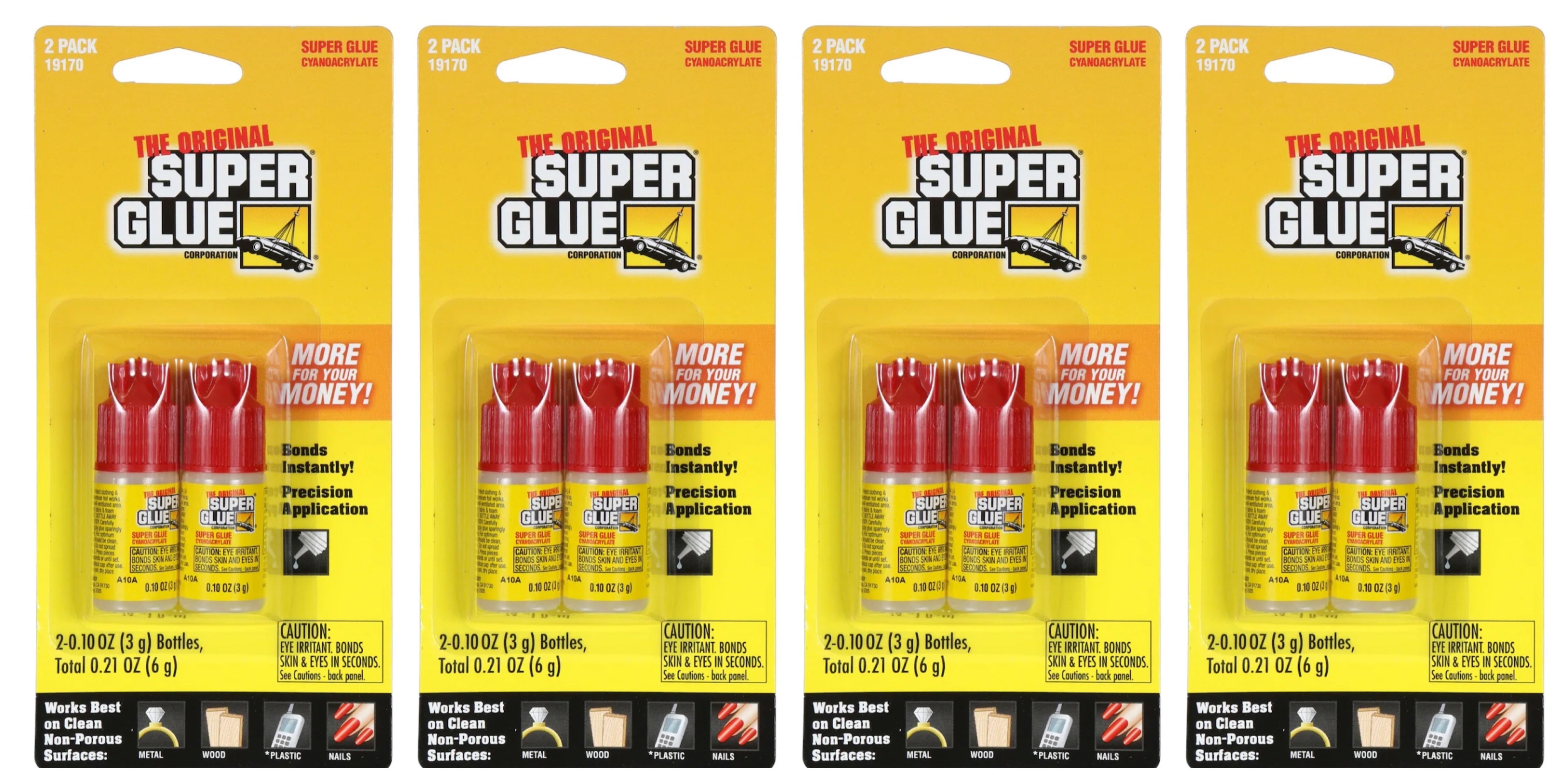 The Original Super Glue 0.10oz Containers, 4 Pack, 8 Count - Walmart.com