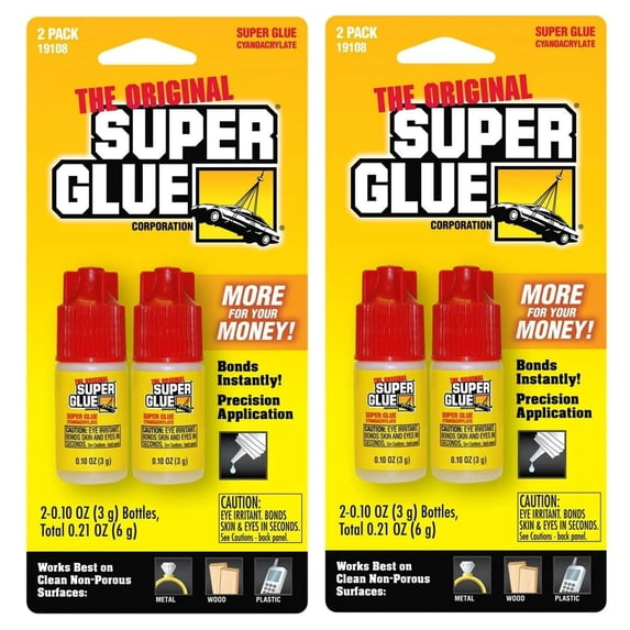 The Original Super Glue, Precision Adhesive, 0.010oz Containers, 4 Pack ...