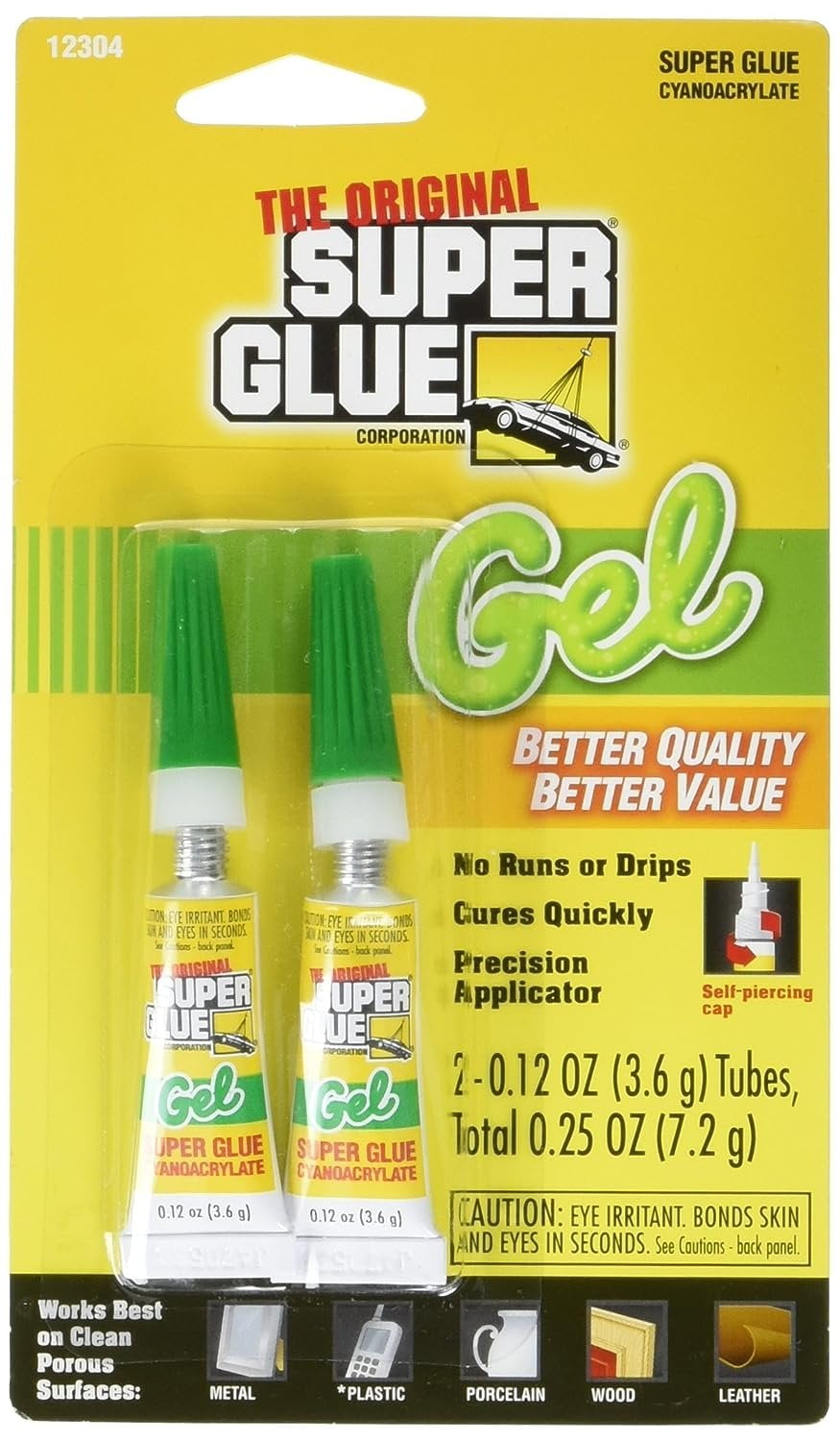 The Original Super Glue, Cyanoacrylate Gel, 0.12oz, 2 Pack, Precision ...