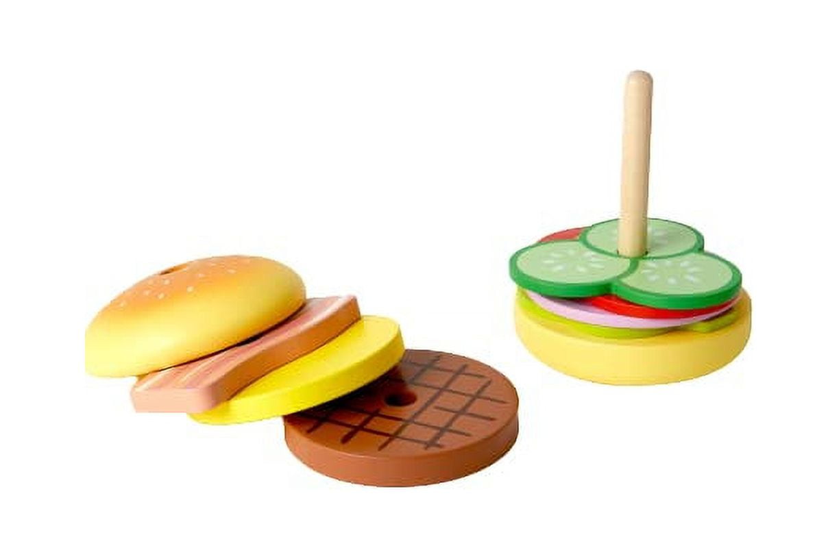 The Original Toy Company My Stacking Burger Wood Stacking Toy - 425542 - Walmart.com