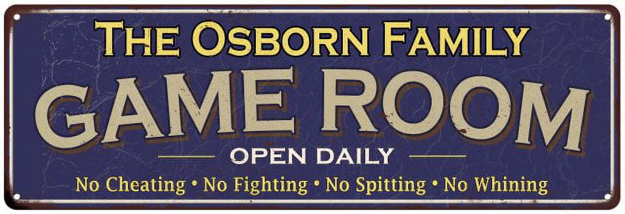 The Osborn Family Blue Game Room Metal 6x18 Sign 106180037622 - Walmart.com