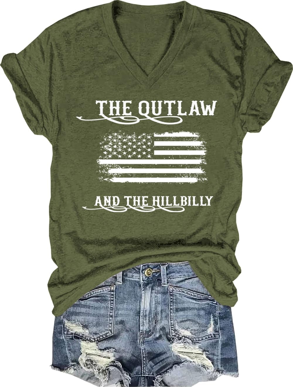 The Outlaw and The Hillbilly V-Neck T-Shirt, The Outlaw and The ...