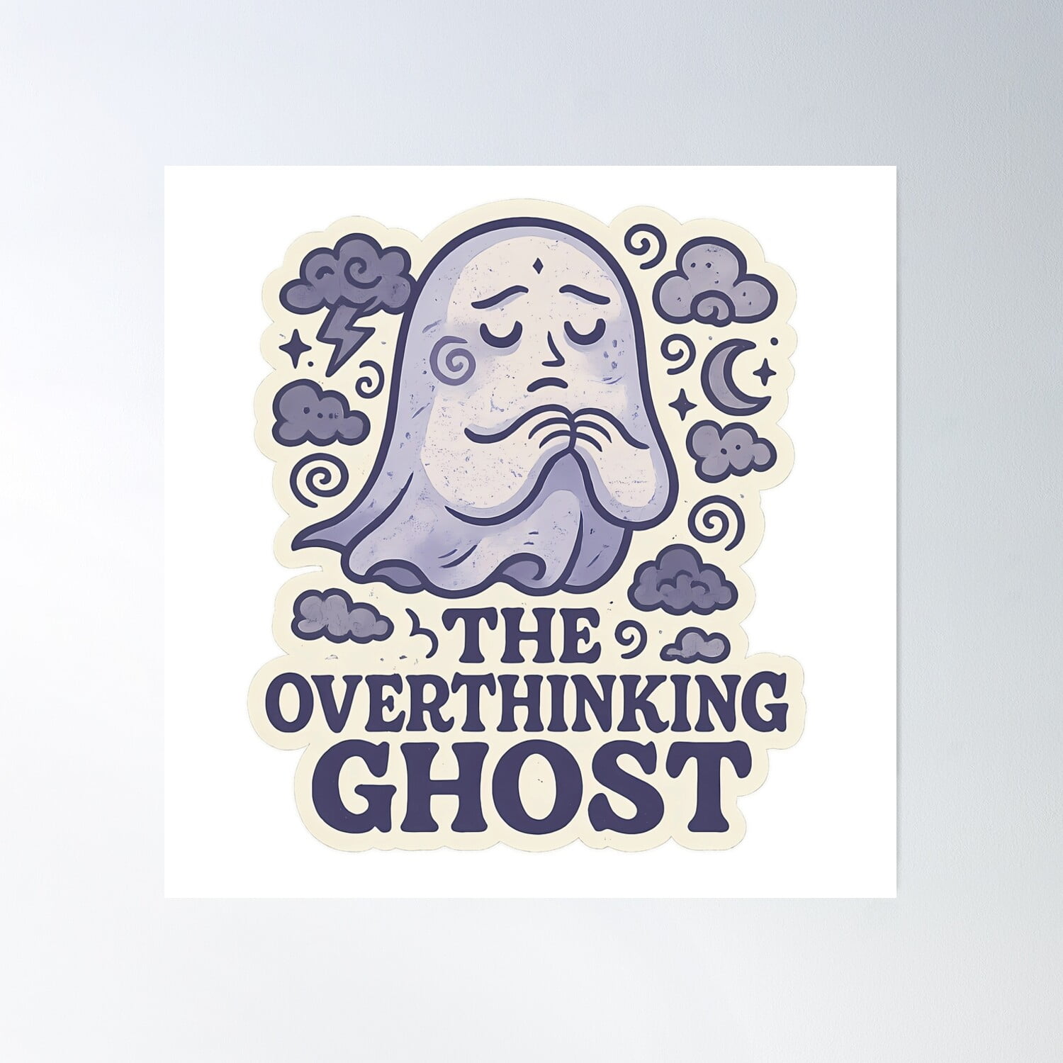 The Overthinking Ghost Poster Wall Art, Modern Wall Decor, 24x24 ...