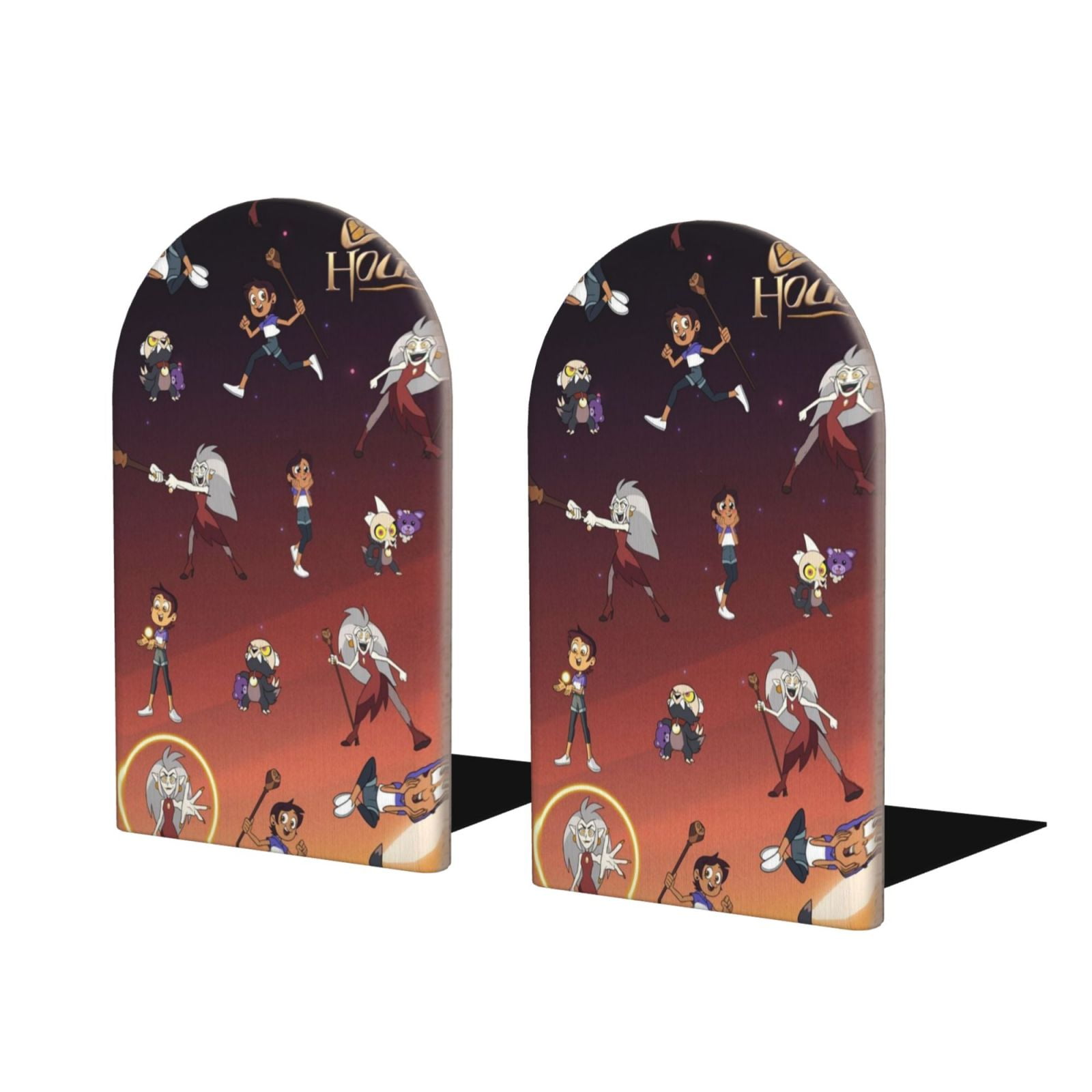 The Owl House Bookends Wood Book Divider Shelves Non-Skid Book Stand 2 ...