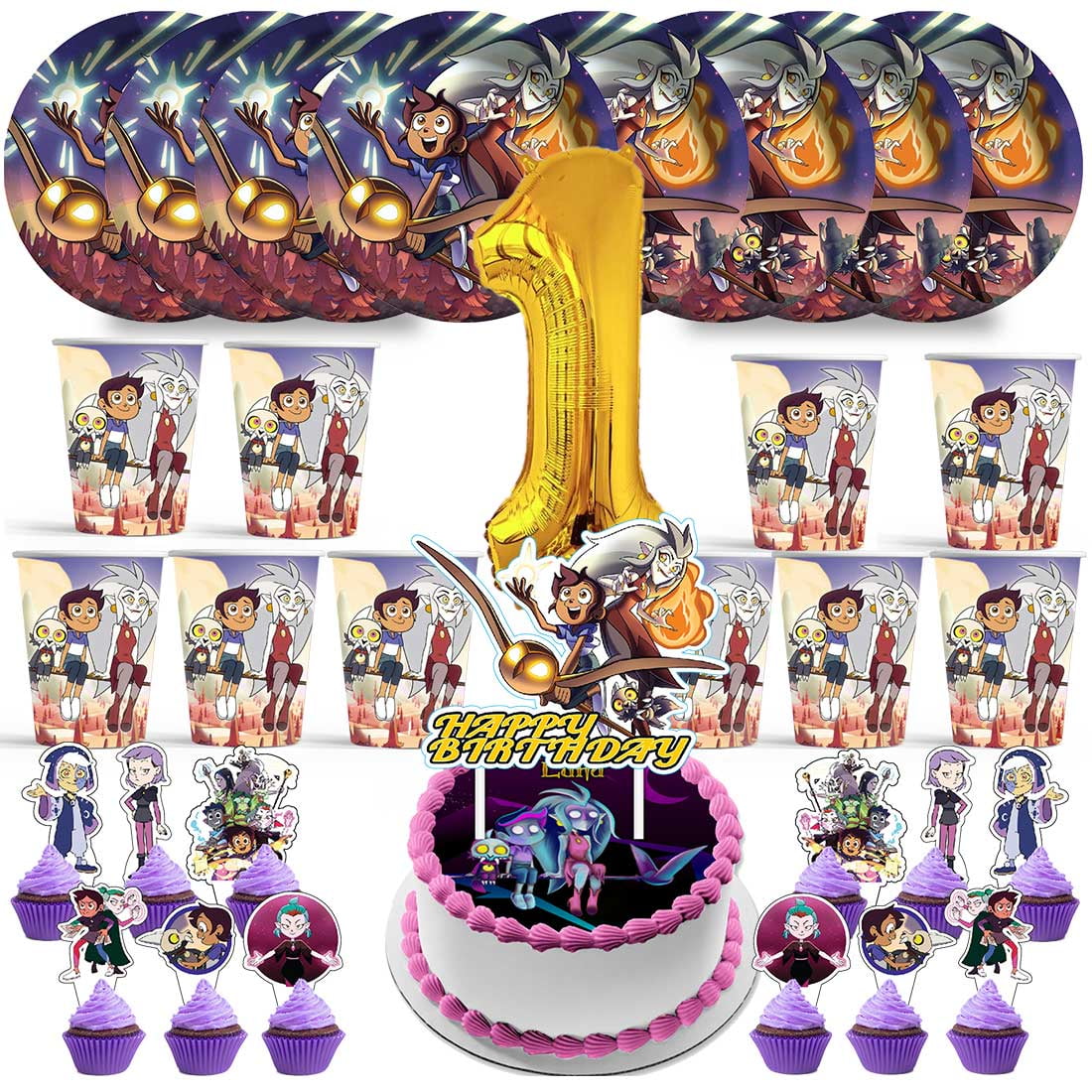 The Owl house Birthday 1st Cups Party Supplies Plates Fans Decorations ...
