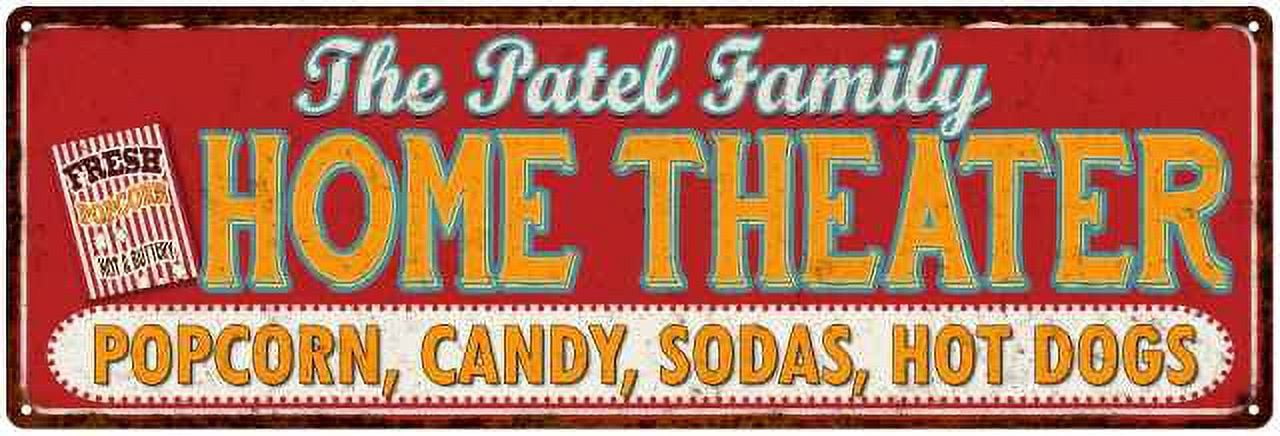 The PATEL Family Home Theater Sign Gift 6x18 Metal Movies Decor ...