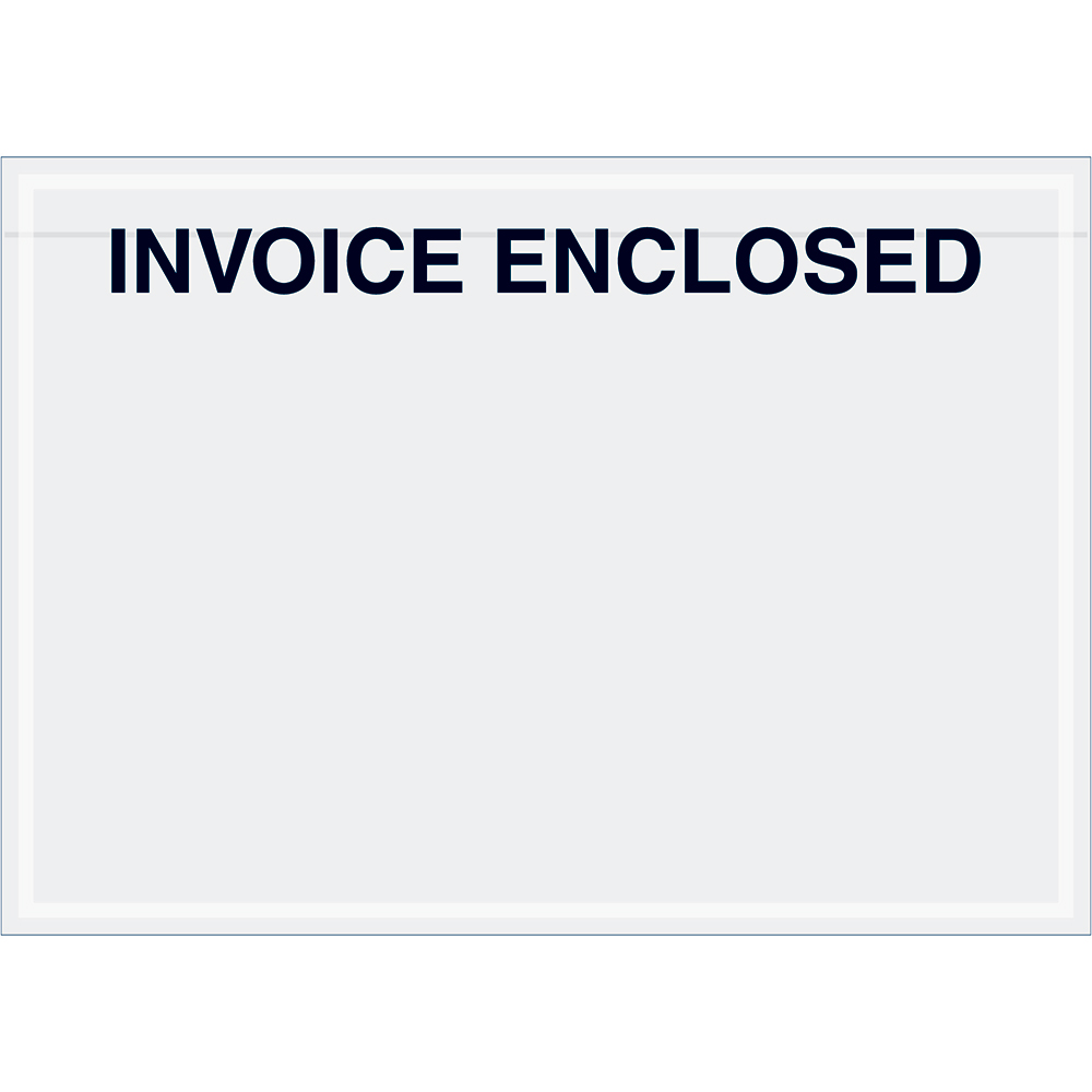 The Packaging Wholesalers "Invoice Enclosed" Envelopes Clear Face 7" x ...