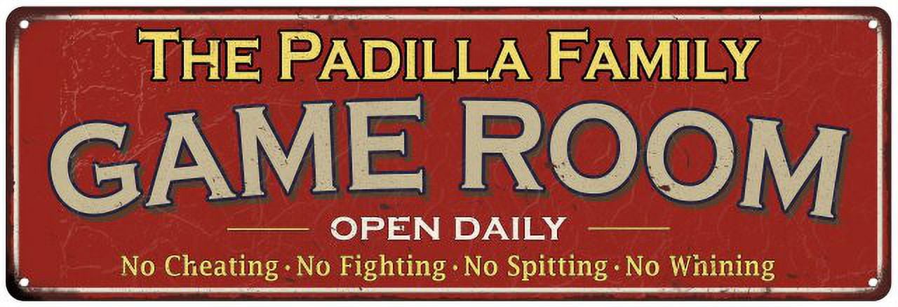 The Padilla Family Red Game Room Metal 8x24 Sign 108240038691 - Walmart.com