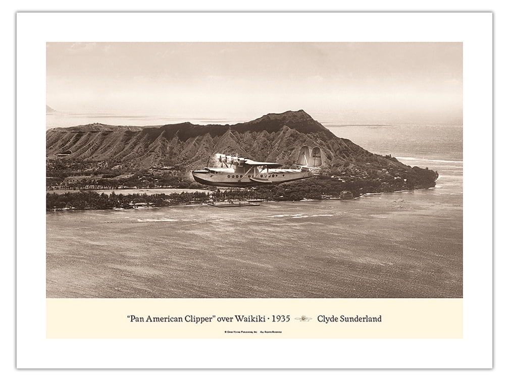 The Pan American Clipper (Sikorsky S-42) - Over Waikiki Hawaii 1935 ...